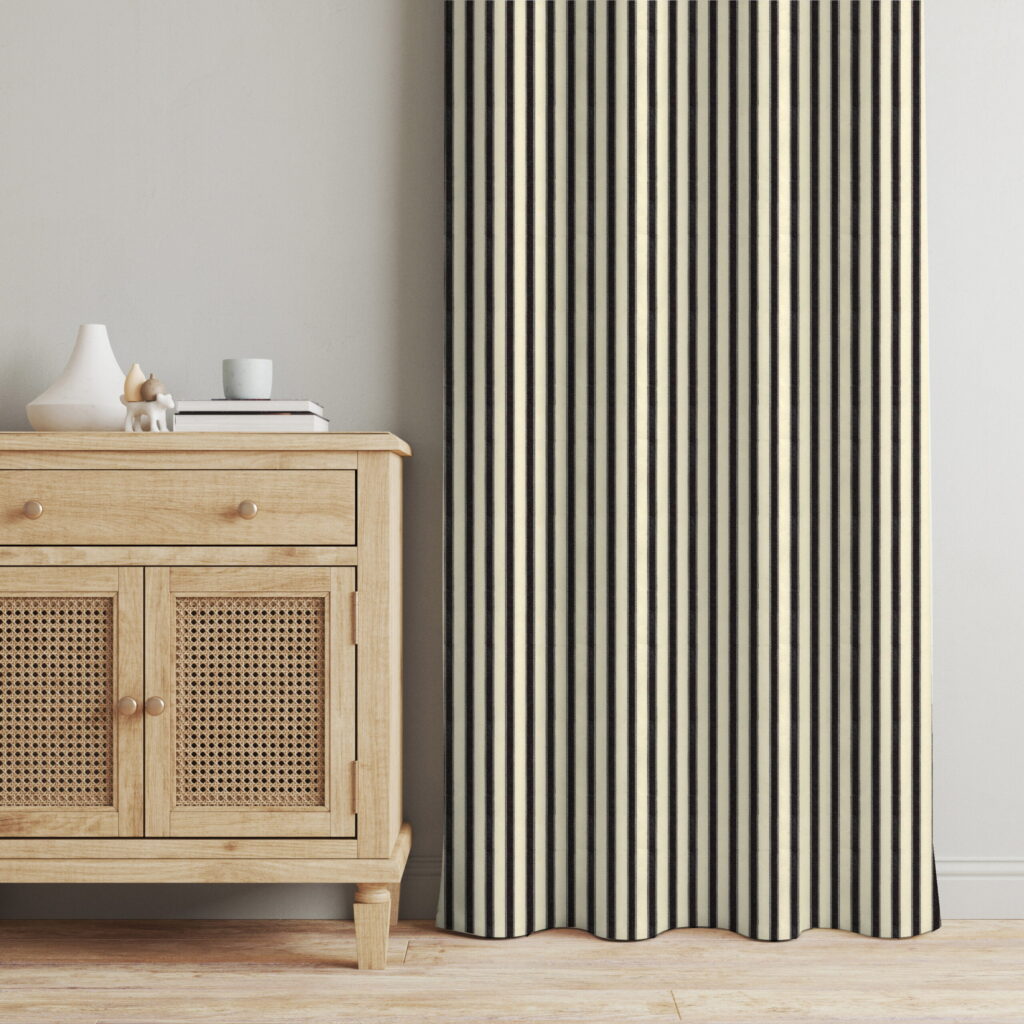 Ian Mankin Ticking Stripe Black Curtains
